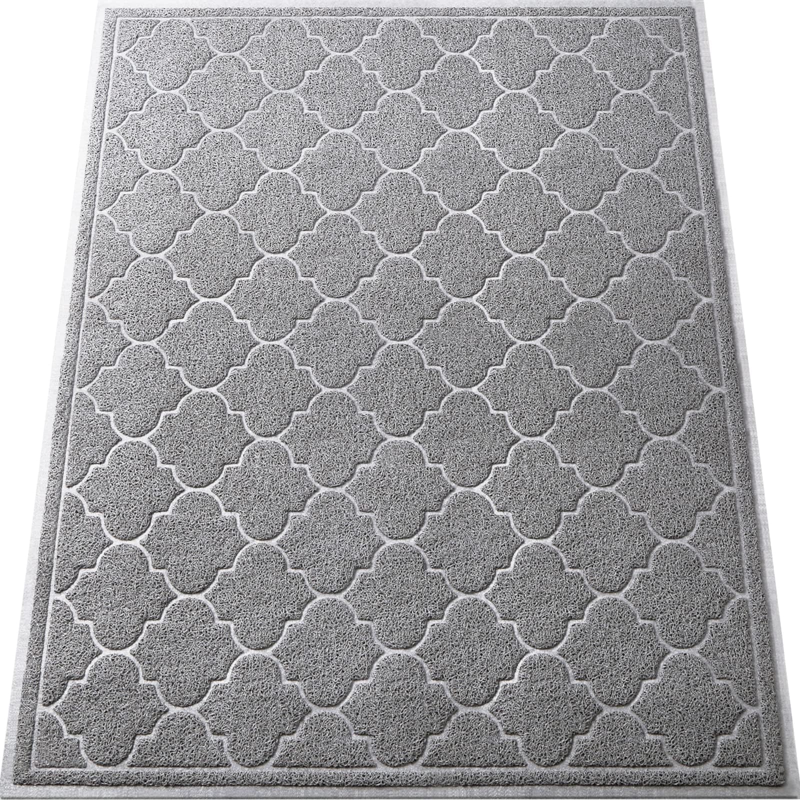 LuxStep Door Mat,Large Size Indoor Outdoor Doormat, Anti-Slip Low-Profile Design Floor Mat, Trap Dirt and Dust Front Door Welcome Mat for Entryway,Patio(36"x47", Light Grey)