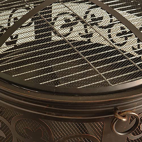 Bluegrass Living 26 Inch Steel Deep Bowl Fire Pit with Cooking Grid, Weather Cover, Spark Screen, and Poker - Model# BFPW26W-CC