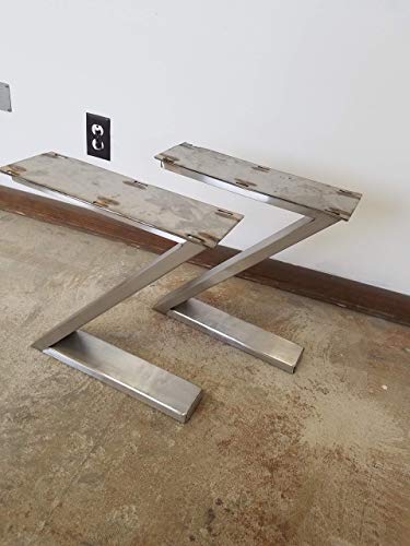 Brushed Stainless Table Legs, Z-Shaped - Any Size