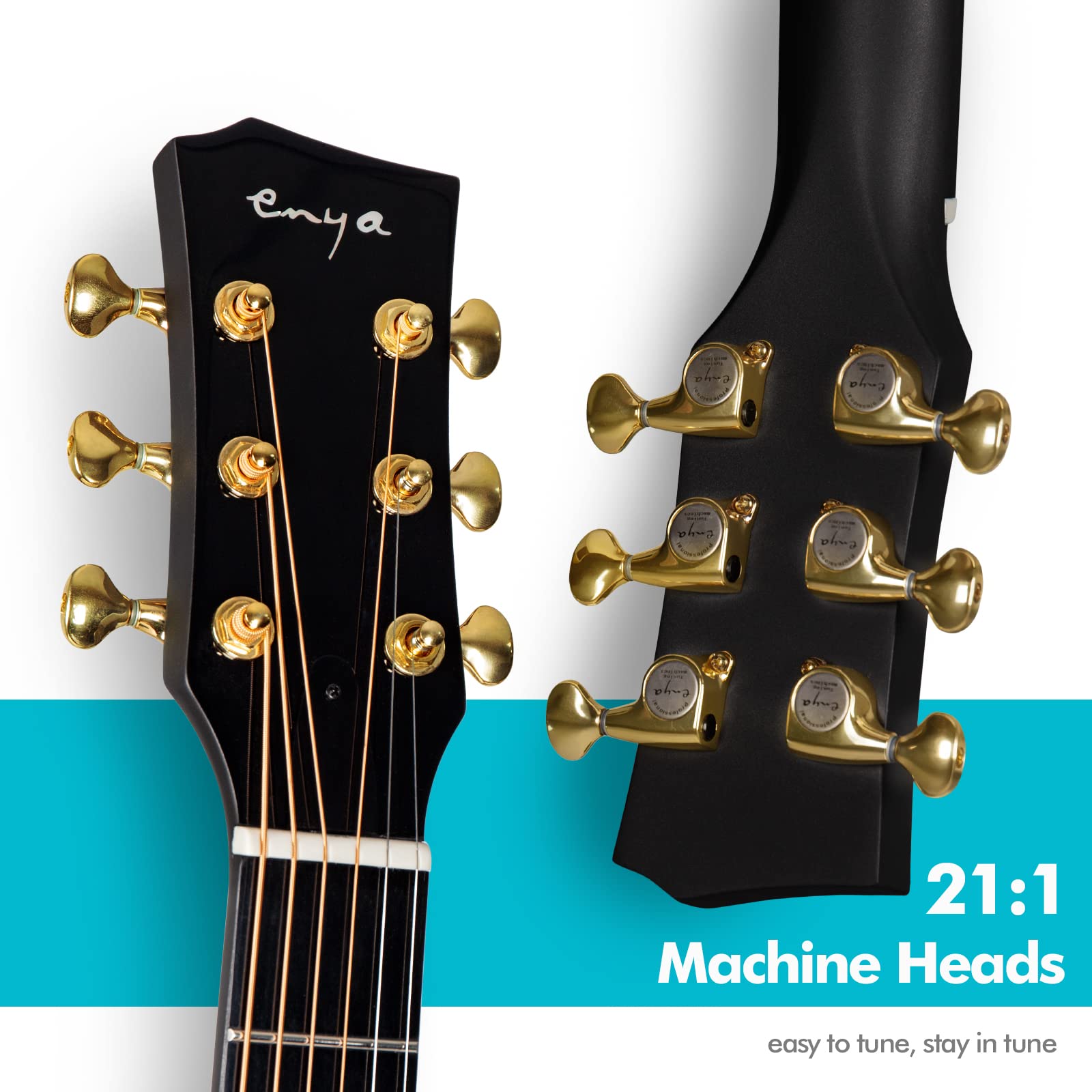 Enya Acoustic Electric Guitar Carbon Fiber X4 PRO AcousticPlus 41” 4/4 Sized Guitar Bundle with Hard Case, Leather Strap, Instrument Cable & USB Type-C Charging Cable(X4 PRO)