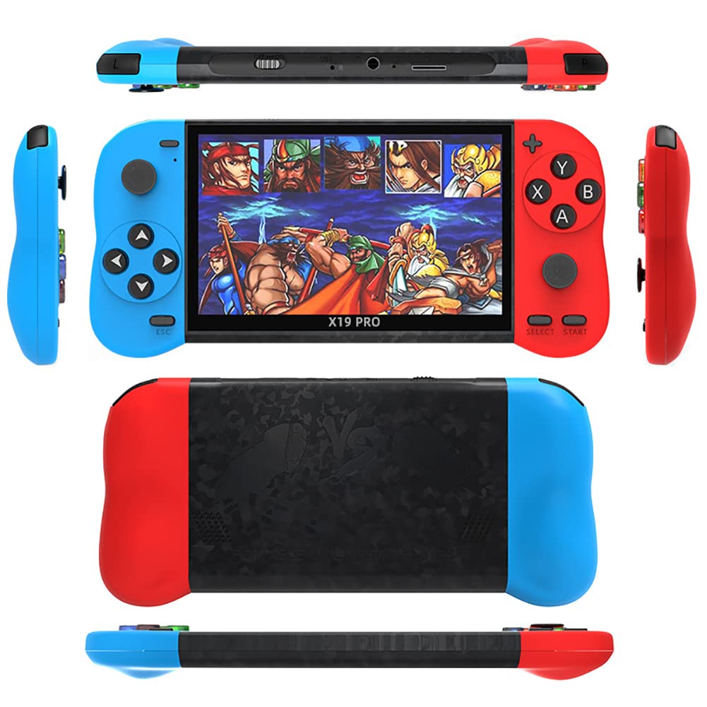 Kajiali X19 Pro Handheld Game Console, 5.1" HD Retro Game Console Built-in 5000＋No-Repeat Games, Dual Joystick Video Game Console Support TV Output Compatible with 10 Emulators, 8G