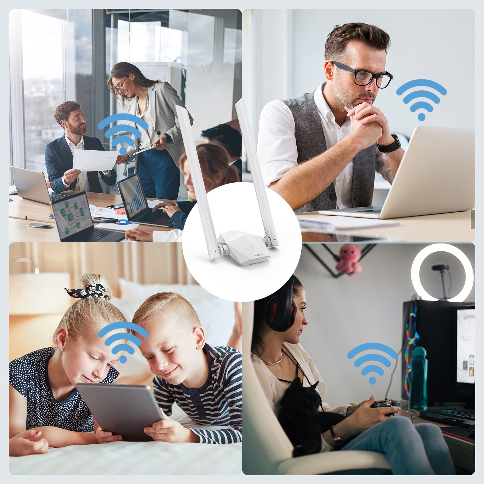 AX1800 WiFi 6 USB WiFi Adapter for PC,USB WiFi Adapter Dual High Gain 5Dbi Antenna 5Ghz/2.4Ghz WiFi Dongle Wireless Adapter for Desktop/Laptop Supports Windows10/11,USB 3.0 Computer Network Adapters