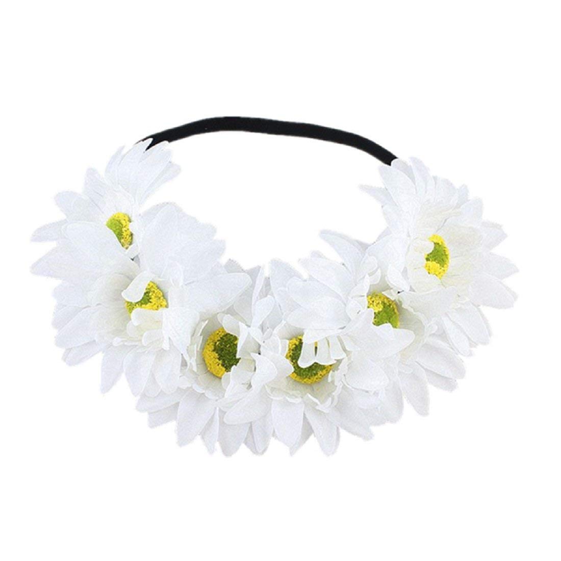 MSHUI Hippies Sun Flower Garland Crown Festival Hair Wreath Floral Headband Set