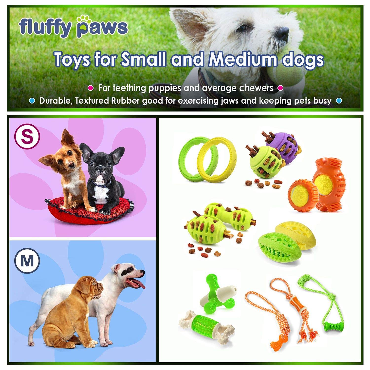 Fluffy Paws Dog Chewing Ring - Soft Rubber Ring Dental Chewing Teething Biting Chasing Training Toy for Small and Medium Dog Puppy - 7", Yellow