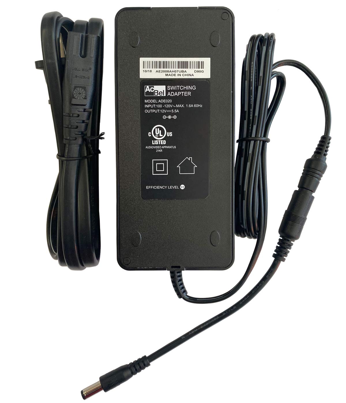 Original UL 12V 5A 60W AC/DC Adapter Compatible with CWT PAA060F PAA050F PAA040F KPL-060F VI KPL-040F KPA-050F CAD060121 Lorex SG19LD804-161 Seasonic SSA0601S1 Ktec KSAFH1200500T1M2 Power Supply 5.5mm