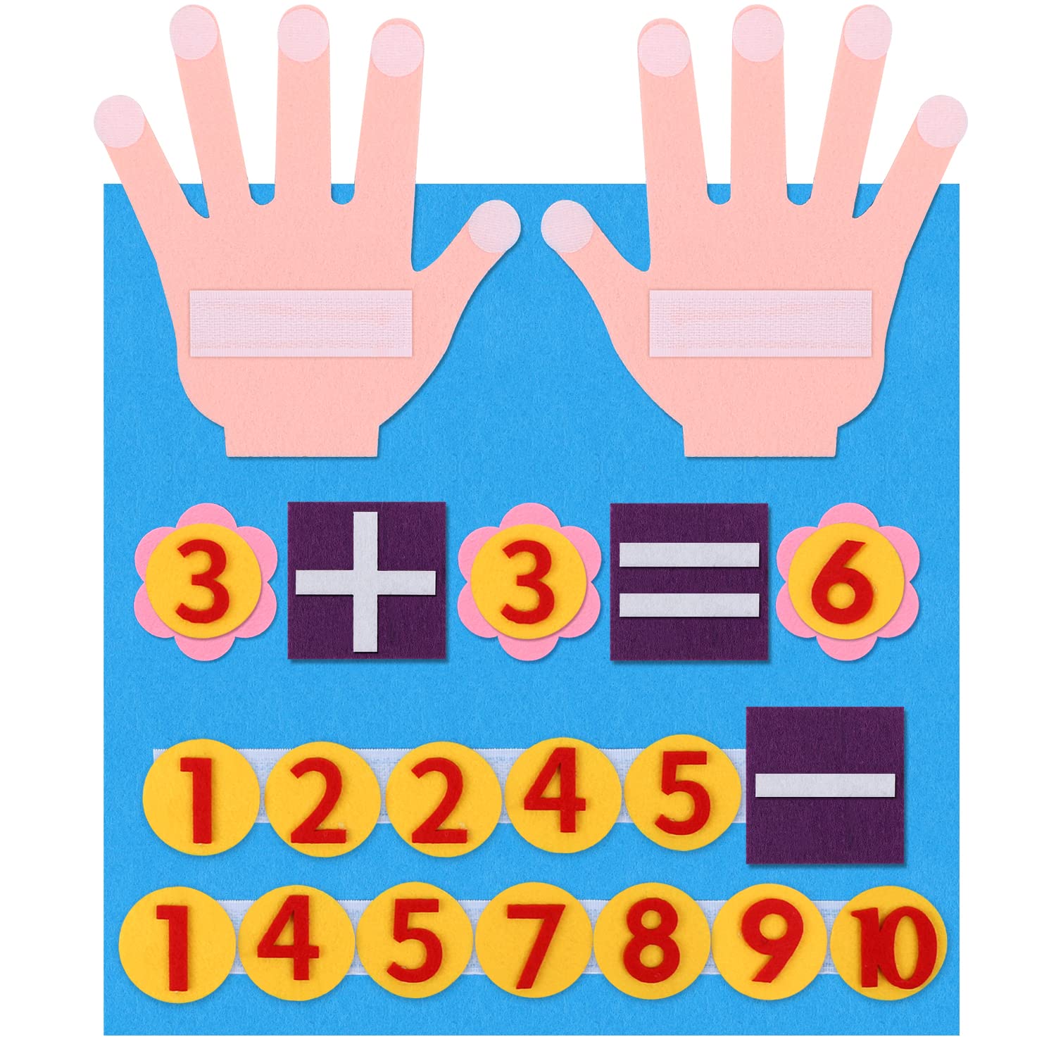 BENOSPACE Felt Board Finger Numbers Counting Toy Toddler Early Educational Enlightenment Learning School Supplies Kindergarten Children Preschool Addition Subtraction Manipulatives Math Teaching Aids