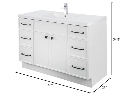 Cutler Kitchen and Bath Manhattan 48" Wood/Marble Bathroom Vanity - White