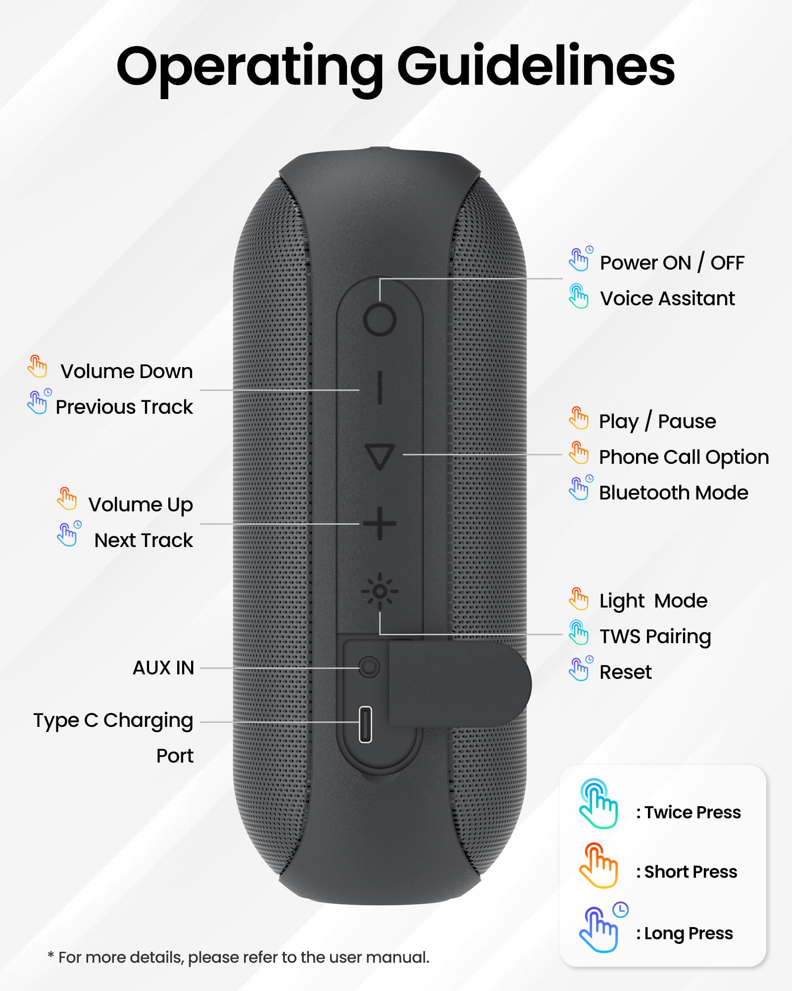Bluetooth Speakers with Light, 30W Portable Bluetooth Wireless(100FT Range) Loud Stereo Sound, IPX7 Waterproof Shower Speakers, RGB Multi-Colors Rhythm Lights, 1000mins Playtime for Indoor&Outdoo