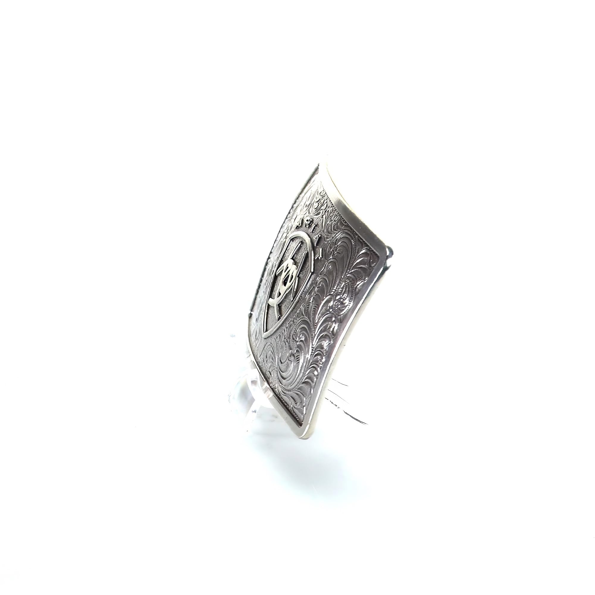 Ariat Men's Rectangle Filagree Shield Buckle, Silver, One Size
