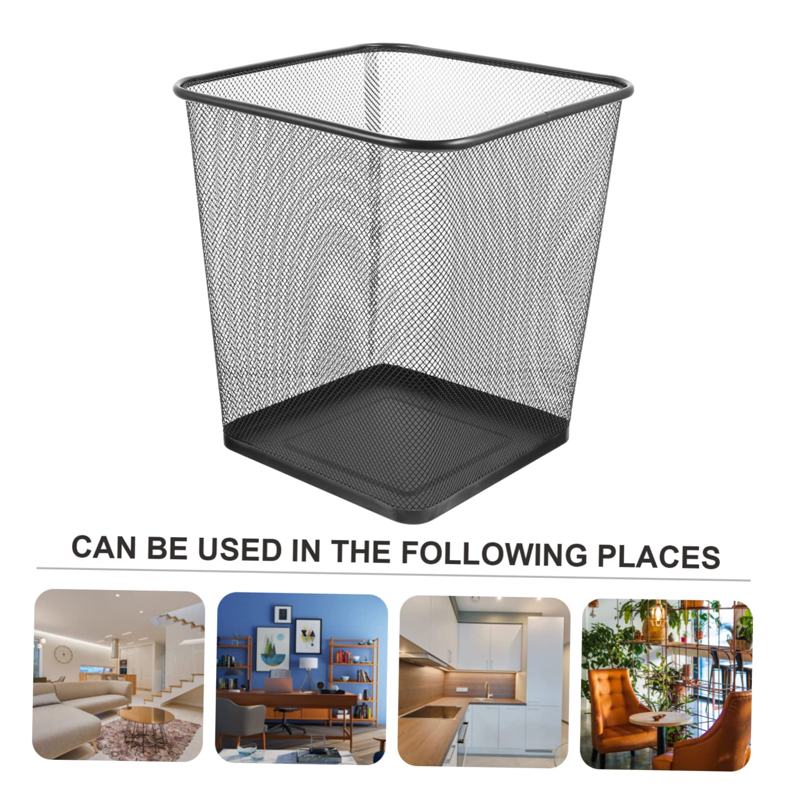 Cabilock Garbage Can Containers with Lids Garbage Container Bin Trashcan for Your Kitchen Basket Bins Lightweight Trash Garbage Bin Bedroom Mesh Trash Can Small Trash Can Bucket Black Iron