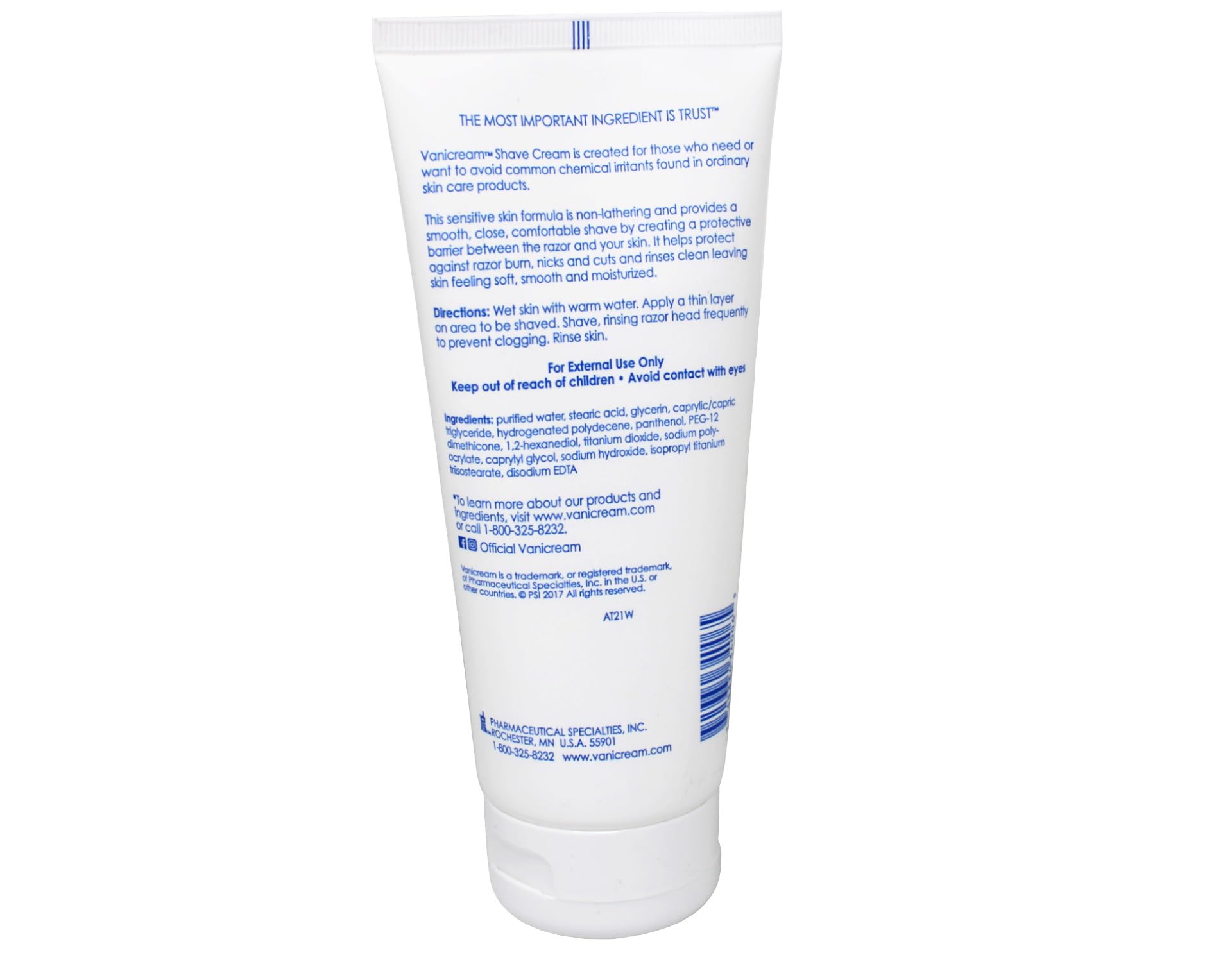 Vanicream Shave Cream For Sensitive Skin 6 oz (Pack of 7)