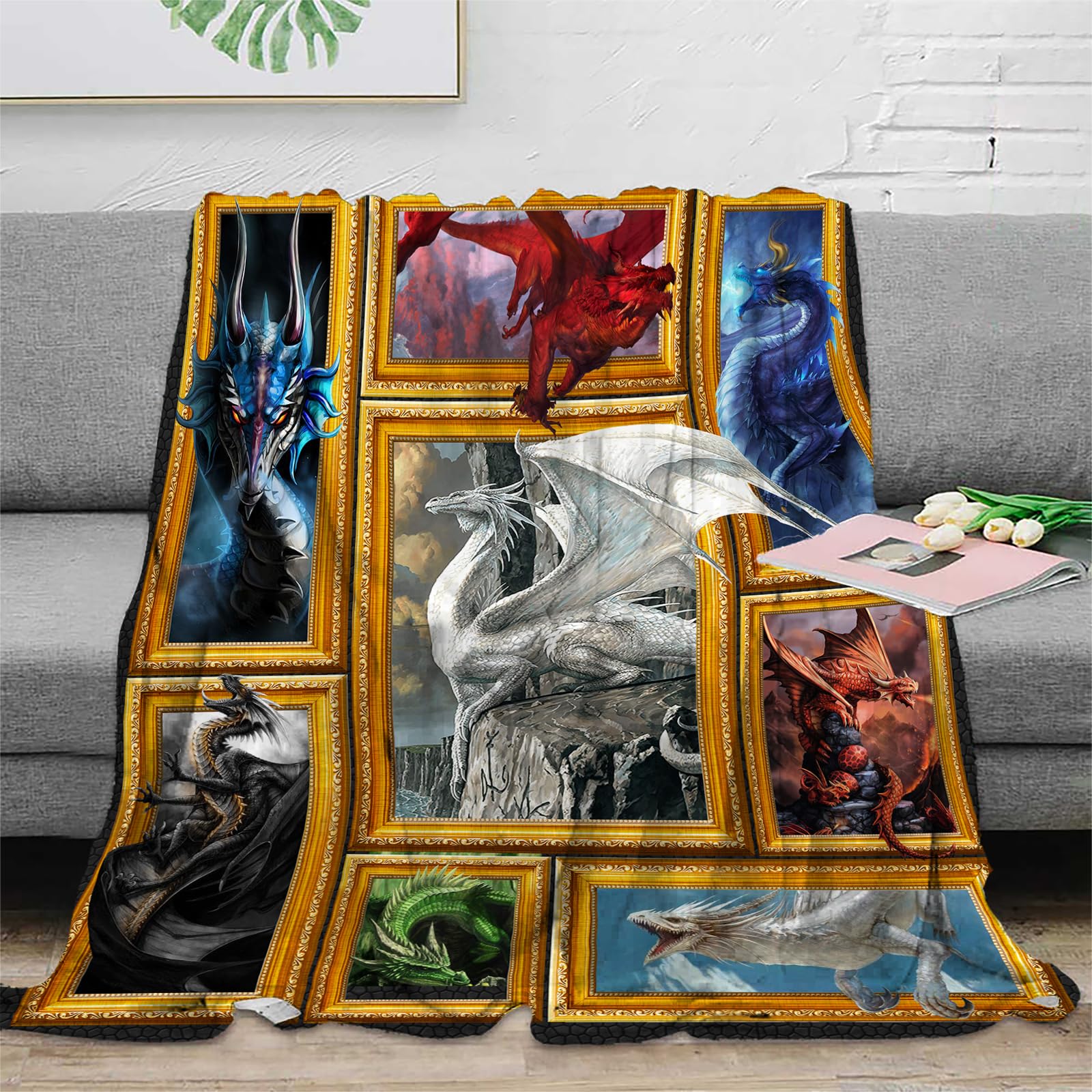 Dragon Blanket for Boys Men Dragon Throw Blanket for Kids Adults Ultra Soft Cozy Flannel Blanket for Couch Sofa Bed Blanket (50" x 60")