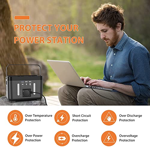 DBPOWER Portable Power Station, Peak 350W Backup Lithium Battery 250Wh 110V Pure Sine Wave AC Outlet Solar Generator Supply(Solar Panel Not Included) for Emergency Outdoor Camping Fishing Hunting CPAP
