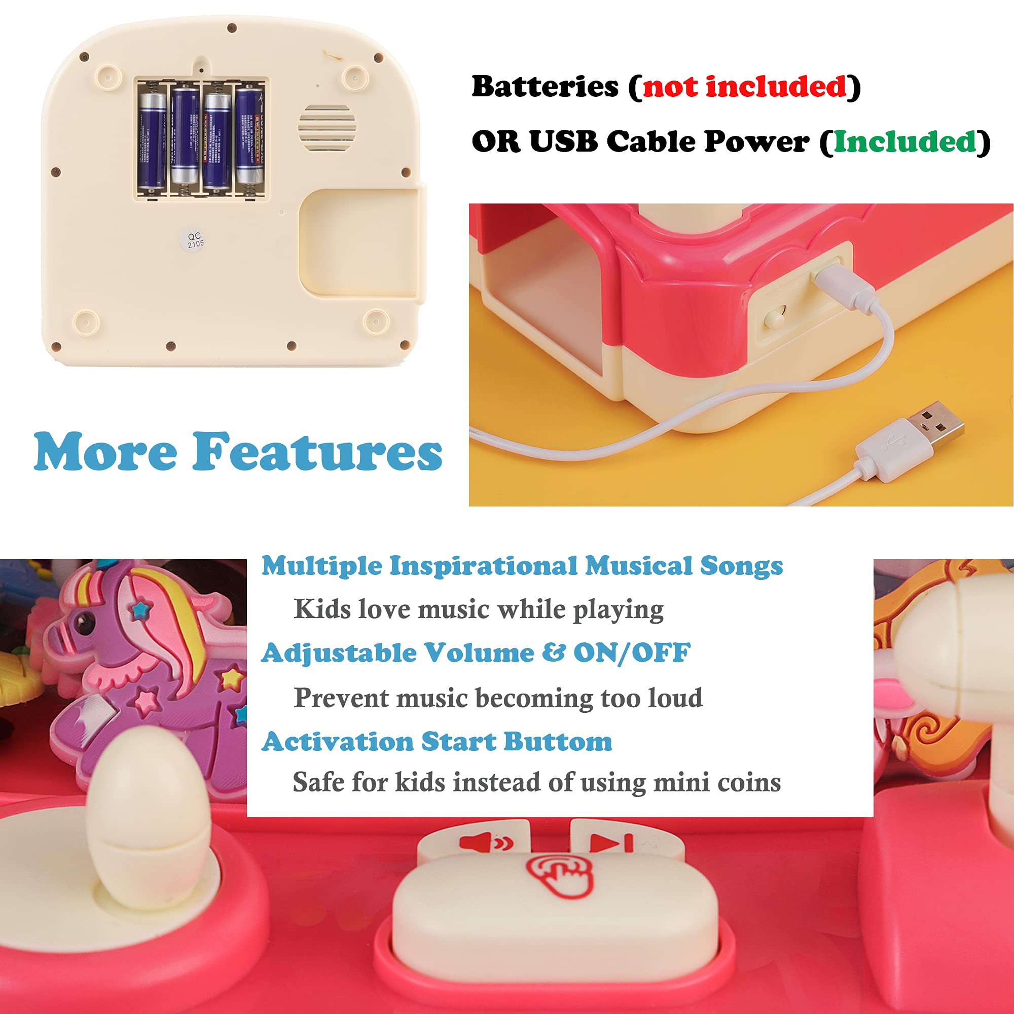 GcFoir Arcade Claw Machine Candy Crane Game Toy for Kids with Prizes Set - 50 Mini Toys Refill Prizes for Birthday (Pink)