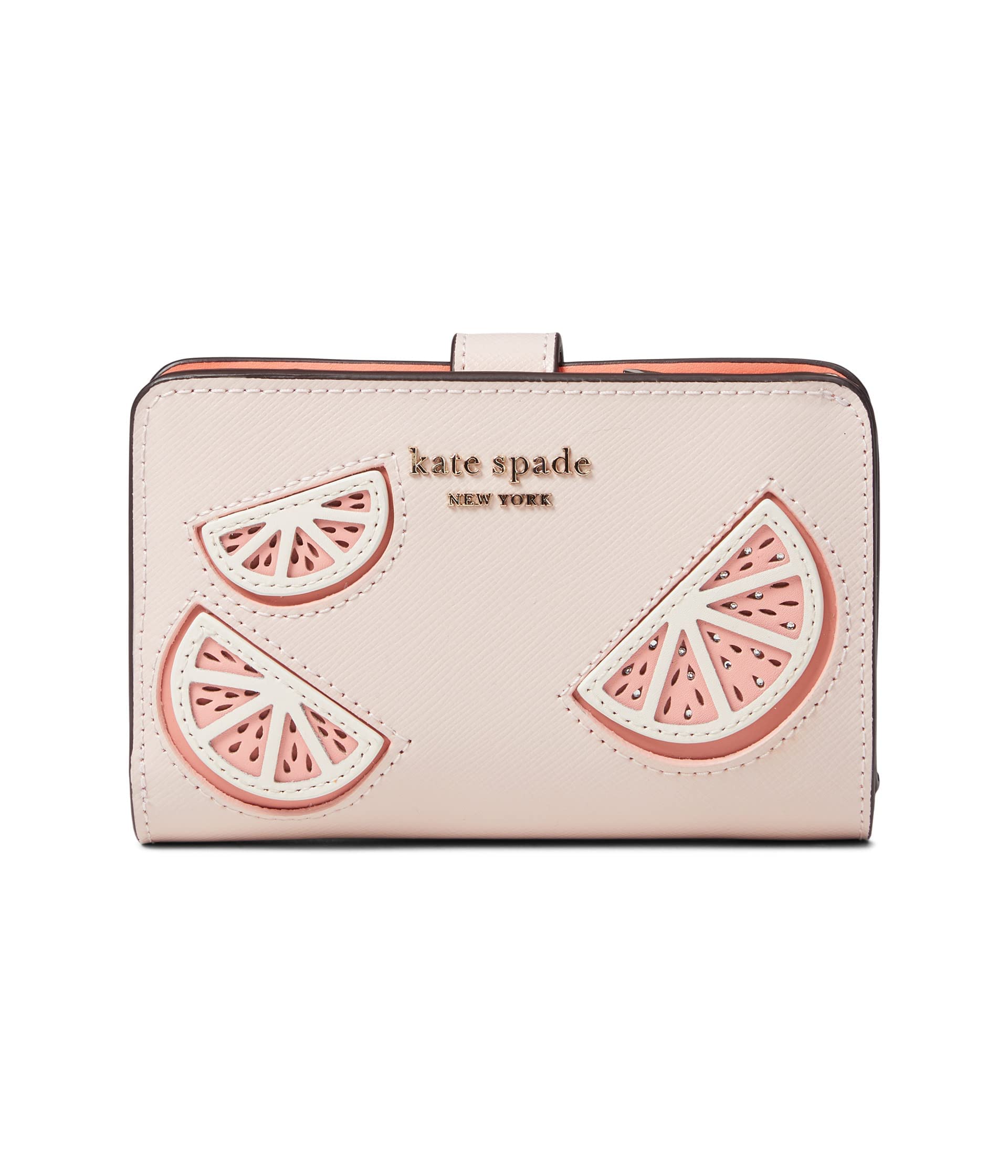 Kate Spade New York Tini Embellished Saffiano Leather Compact Wallet Pale Dogwood One Size