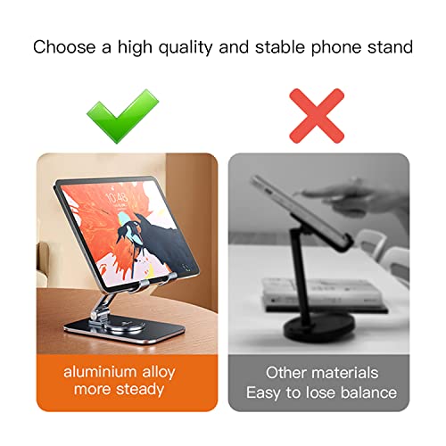 Cell Phone Stand 360° Rotation Phone stand Height Adjustable Cell phone Holder for Desk Foldable Aluminum Desktop Compatible with All Mobile Phones, iPhone 14,iPad,Tablet 4-12-Desk Accessories