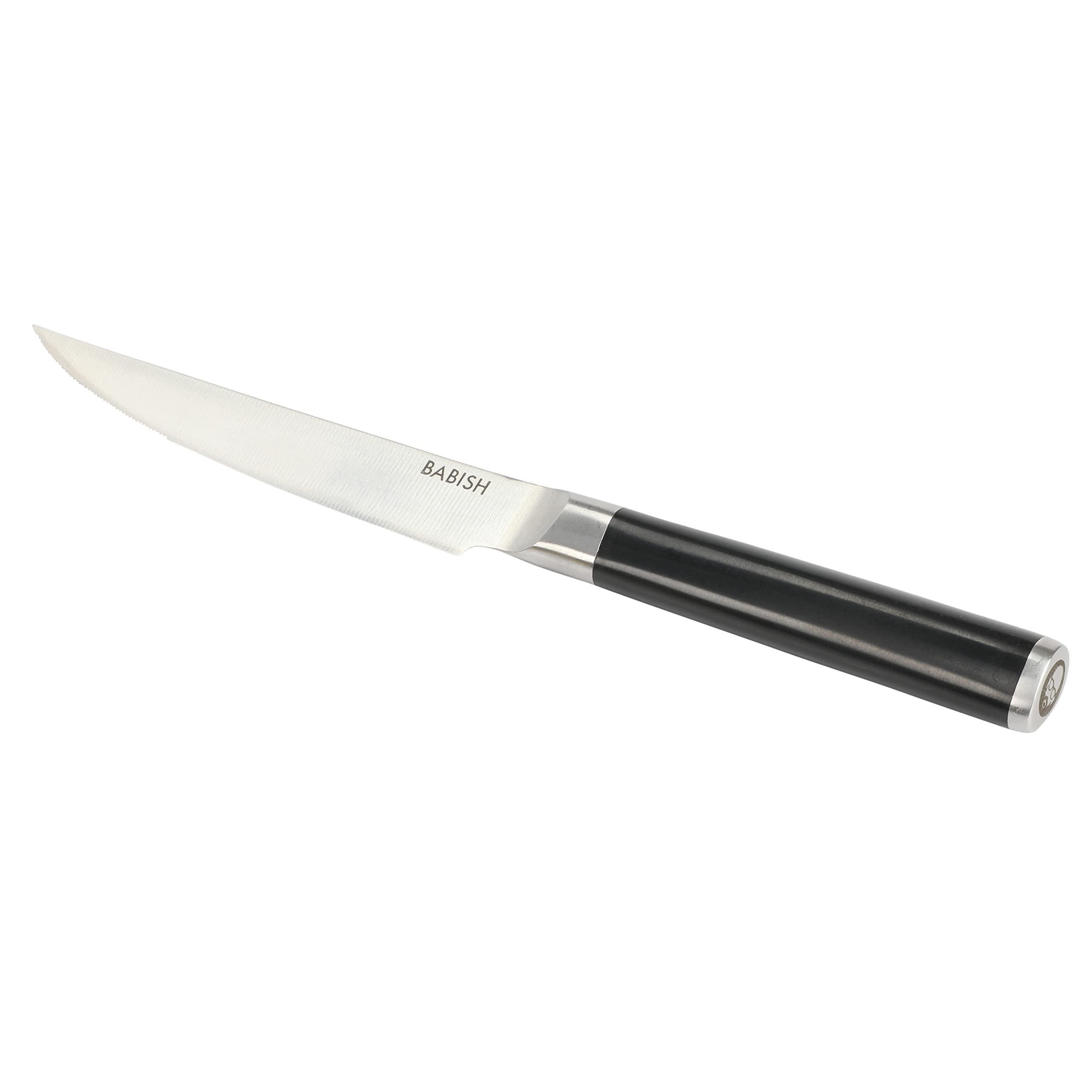 Babish German Steel Cutlery Set with Knife Roll - Includes Chef's Knife, Bread Knife, Paring Knife and 4 Steak Knives