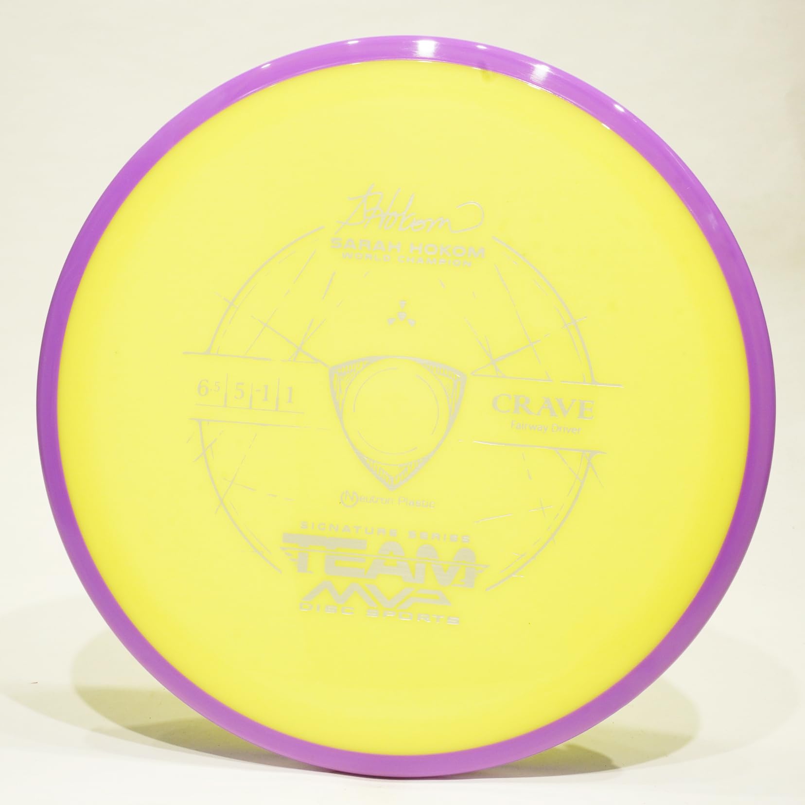 Axiom Crave (Neutron) - Hokom Signature Series Fairway Driver Golf Disc, Pick Your Disc 159g Yellow w/Purple Rim