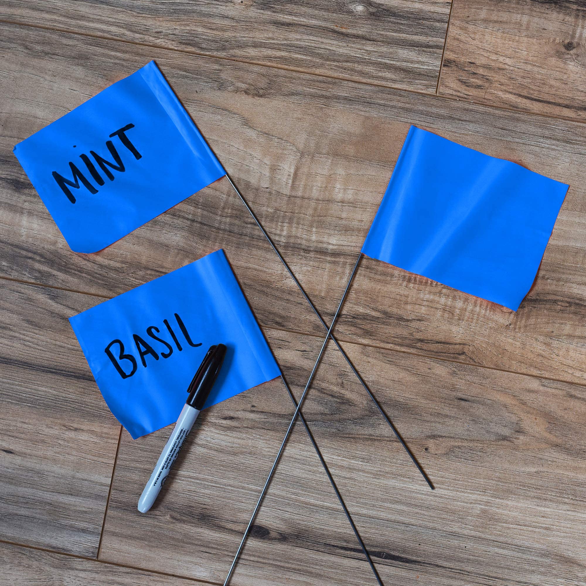 Blue Marking Flags 100 Pack - 4x5-Inch Marker Flags - 15-Inch Wire - Small Yard Flags Marking Flags for Lawn, Irrigation Flags, Lawn Flags Markers, Landscape Flags, Survey Flags, Sprinkler Flags