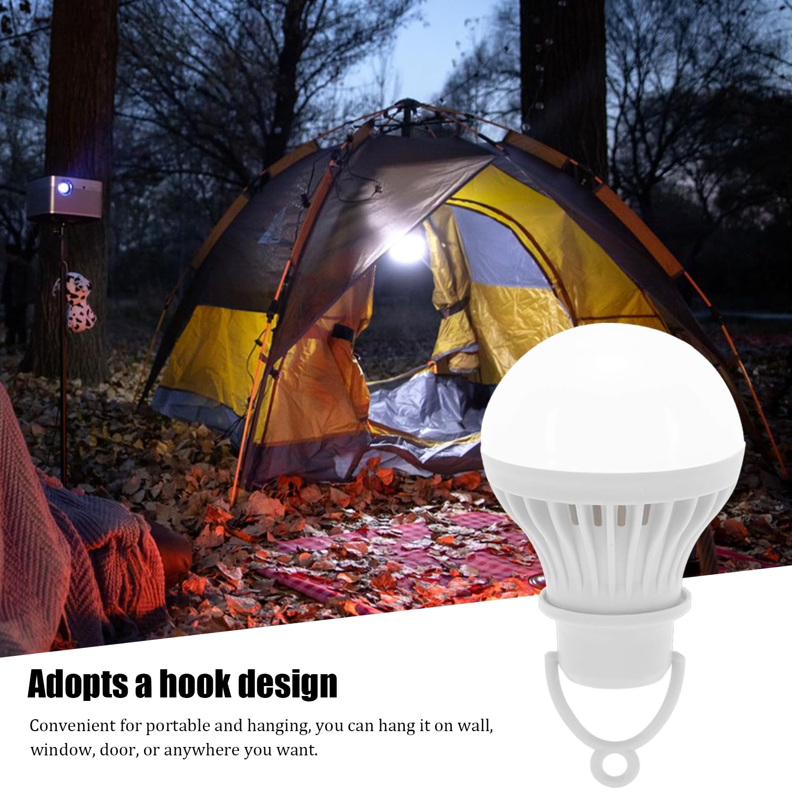 USB LED Camping Lantern, Emergency Portable 5W Light with 8.4ft Long Cable for Power Station,Home Power Failure, Outdoor Light Up Porch, Backyard Garage and Camping Tent (Cold White)