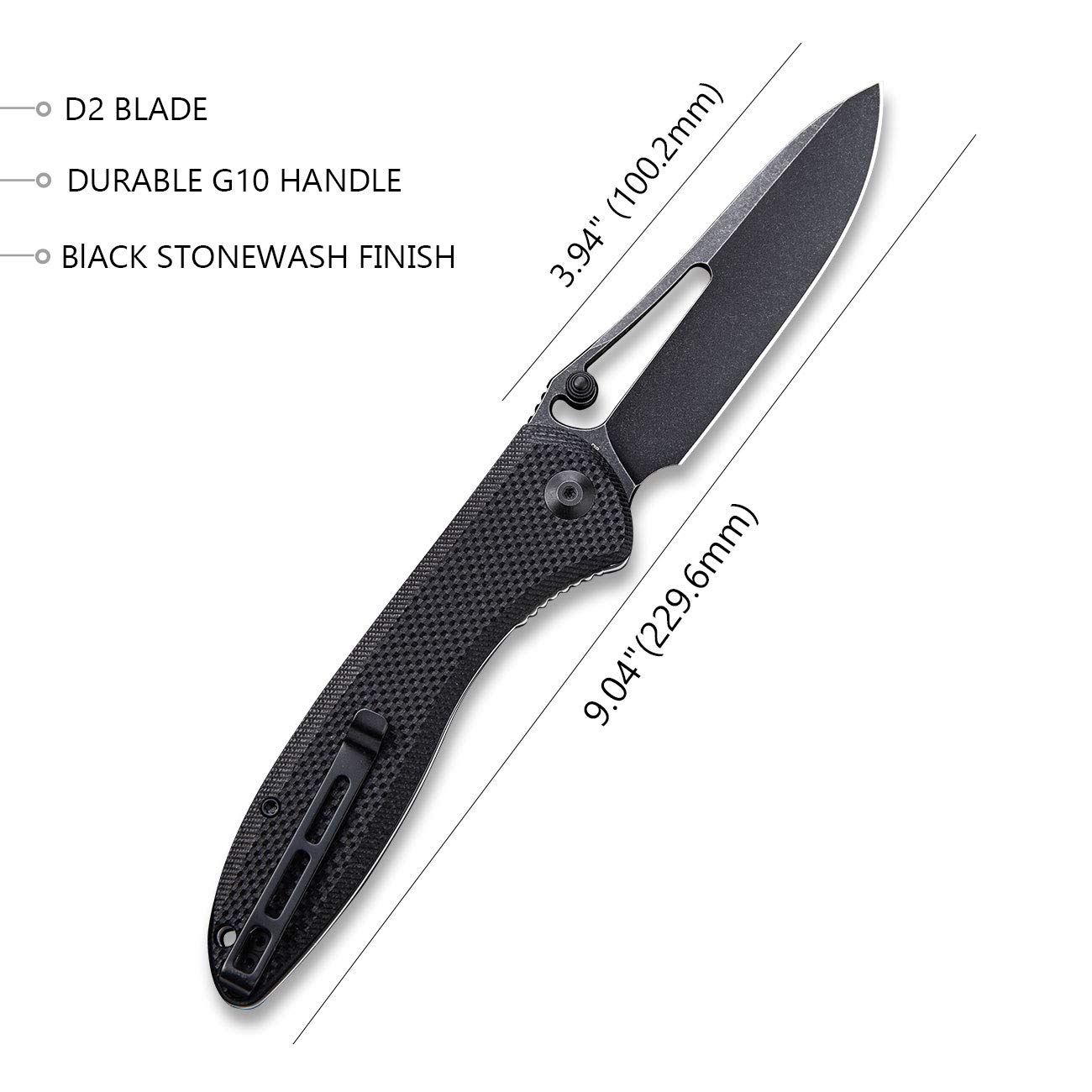 CIVIVI Picaro Folding Pocket Knife, Utility Knife with Thumb Stud Opening, 3.94" Black Stonewash Blade and Coarse G10 Handle, Outdoor Knife Ideal for Hiking, Camping, Hunting C916D (Black)