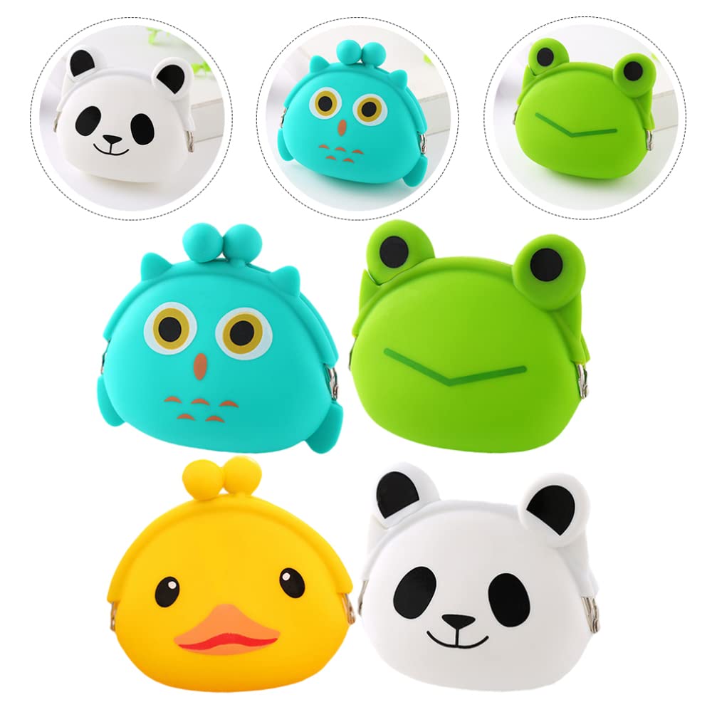 Mini Cute Silicone Coin Bag: Kids Cartoon Animal Change Pouch Small Silicone Purse for Children Toddlers Coin Change Earphone Container 4pcs Random Style