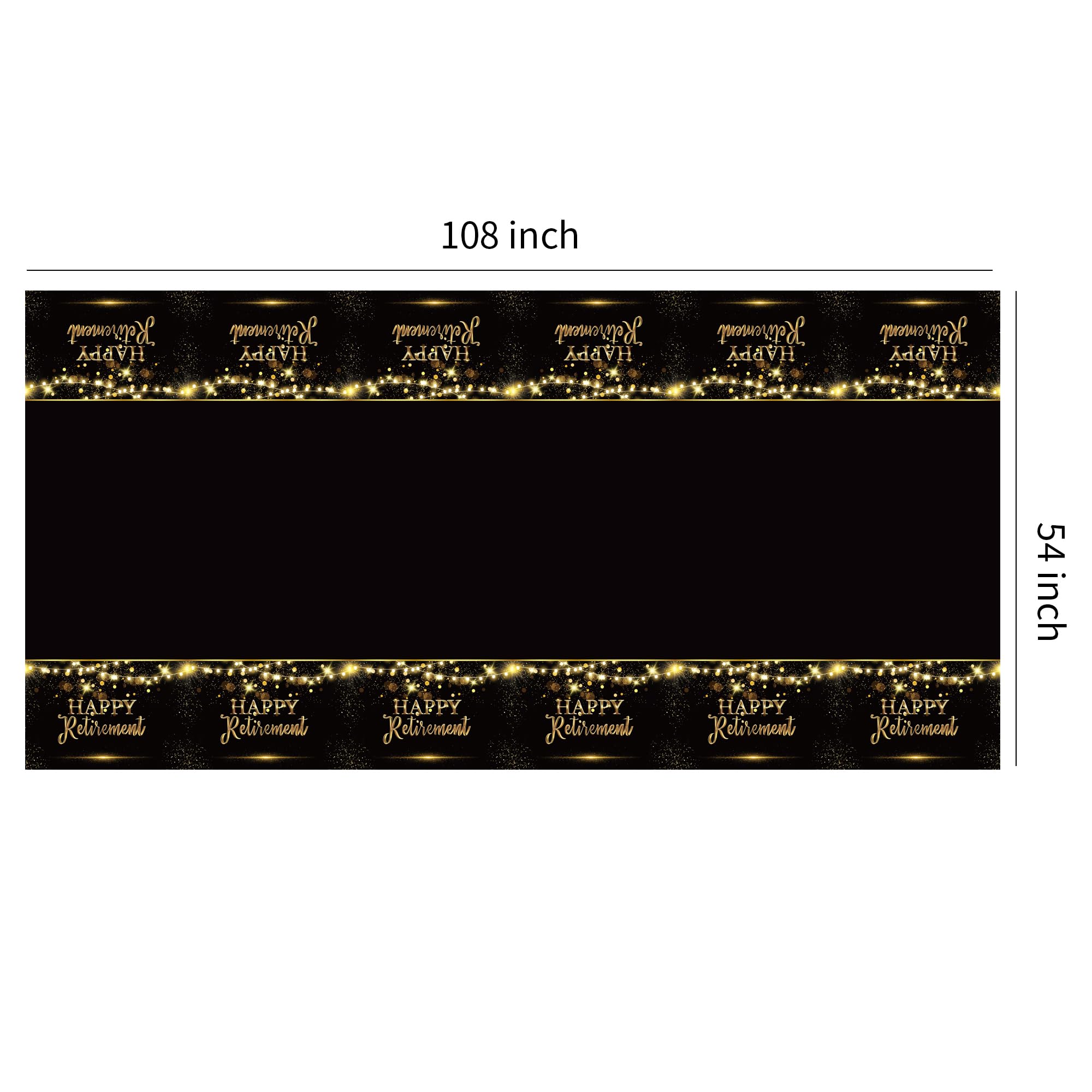 Suhelkit 3 Pack Retirement Decorations Party Supplies Tablecloth - Happy Retirement Decorations Table Cover for Men Women, Gold Black Retirement Party Decorations Table Cloth,54in x 108in