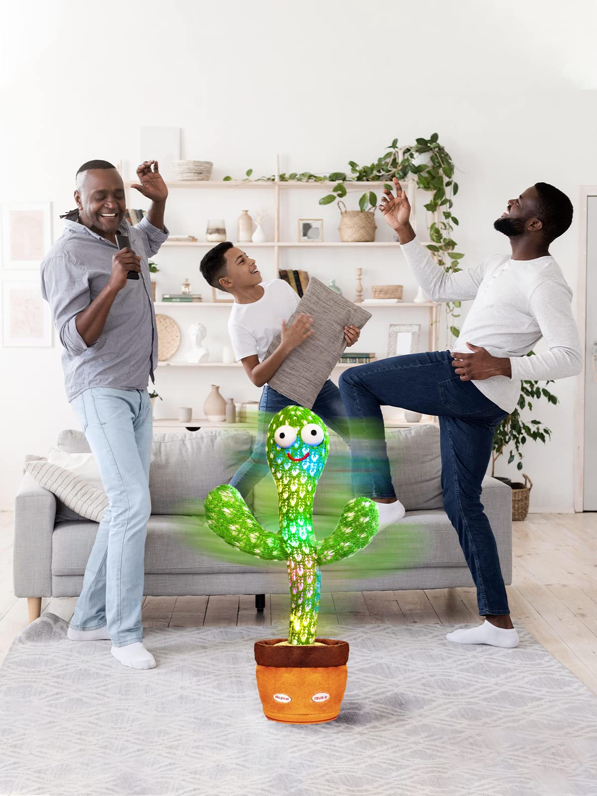 Keculf Cactus Toy - Talking, Singing Cactus Toy, Mimicking Musical Cactus with LED Light, Repeats What You Say with Songs in English for Babies Cactus Toy Mimic Gift Box Packaging