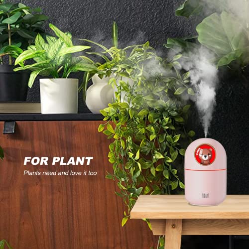 Mini Humidifiers for bedroom,Cool Mist Humidifiers,Small humidifier for Bedroom,Home, Travel Office and Plants.(300ml,pink)