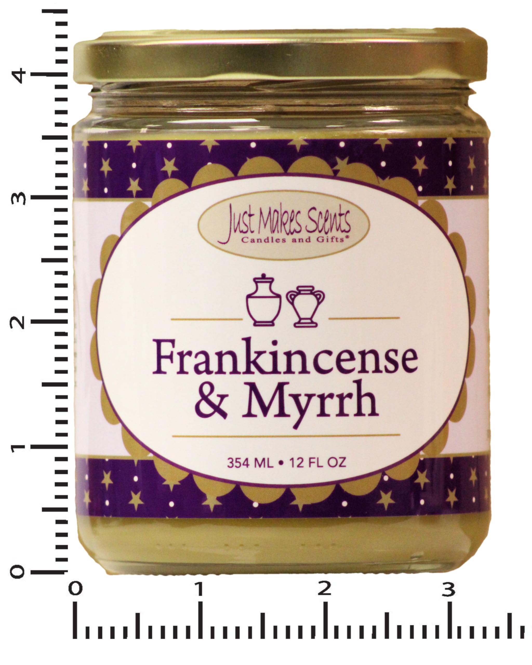Frankincense & Myrrh Scented Blended Soy Candle, Hand Poured in The USA by Just Makes Scents (12 oz)