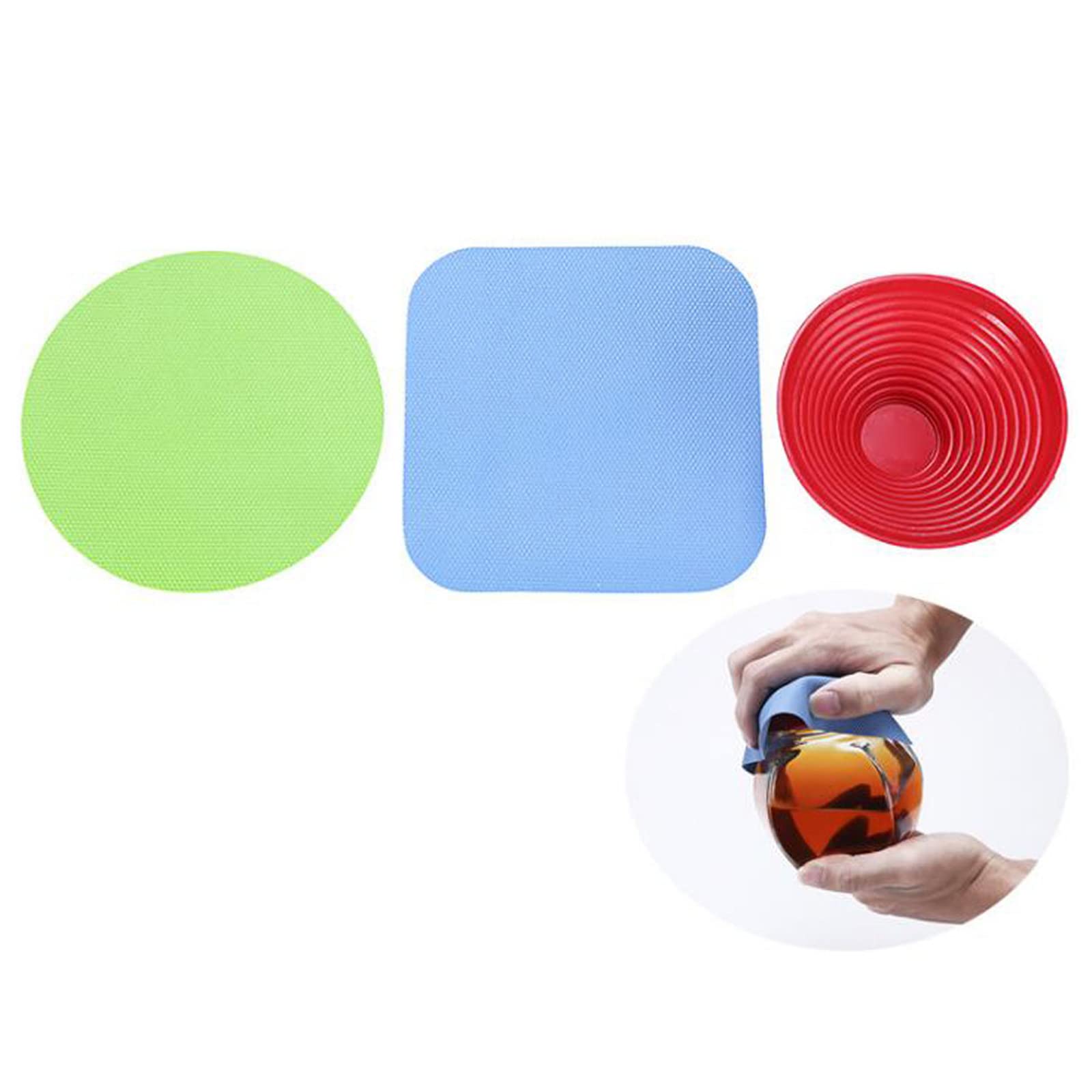Beertoy 3 Pcs Rubber Heat Insulation Pad Rubber Grippers Rubber Jar Opener Grippers Rubber Material for Elderly Children Women Heat Insulation Pads