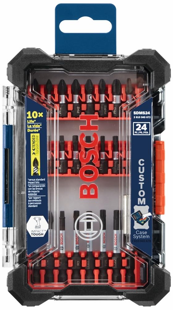 BOSCH SDMS44 44-Piece Assorted Impact Tough Screwdriving Custom Case System Set for Screwdriving Applications