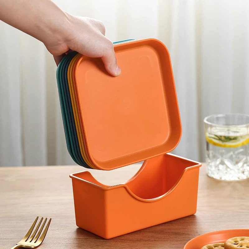 BAOSHILI Spit Bone Dish Household Food Grade 6 Inch Table Garbage Plate Snack Dessert Fruit Cake Dish Creative Home Kitchen storage tray (Square)