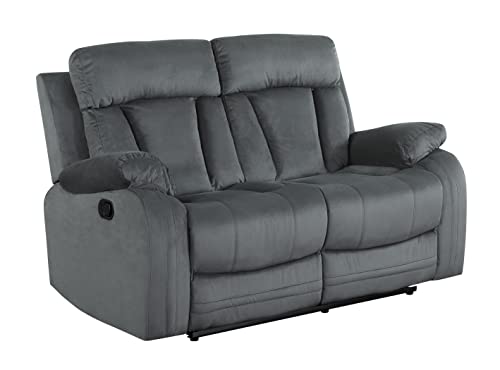 Blackjack Furniture Elton Microfiber Reclining Modern Living Room Loveseat, Sofa, Gray