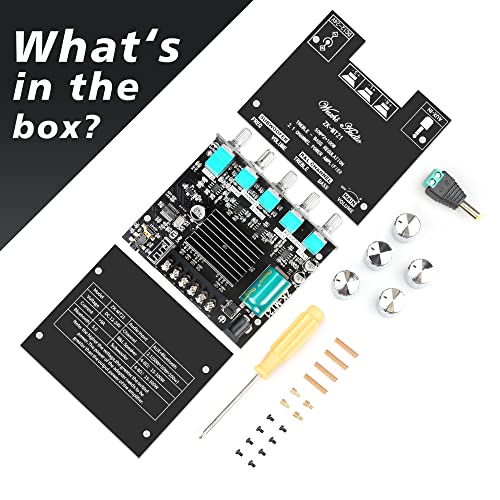 Bluetooth Power Amplifier Board with Subwoofer 2.1 Channel 50W×2+100W, 12V-24V Audio Power Amplifier Module with Treble and Bass Control for DIY Bluetooth Audio and Store Home Theater