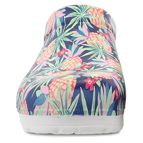 Dansko Kane Slip-On Mule Clog for Women β Lightweight Cushioned Comfort and Removable EVA Footbed with Arch Support β Easy Clean Uppers Pineapples Sandals 6.5-7 M US