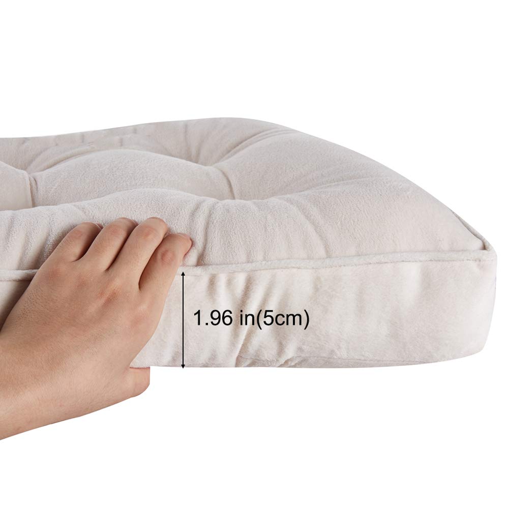 Big Hippo Indoor Bench Cushion, Soft Thicken Bench Cushion Bench Pads with Ties - 47.24x17.71x1.96 Inches, Beige