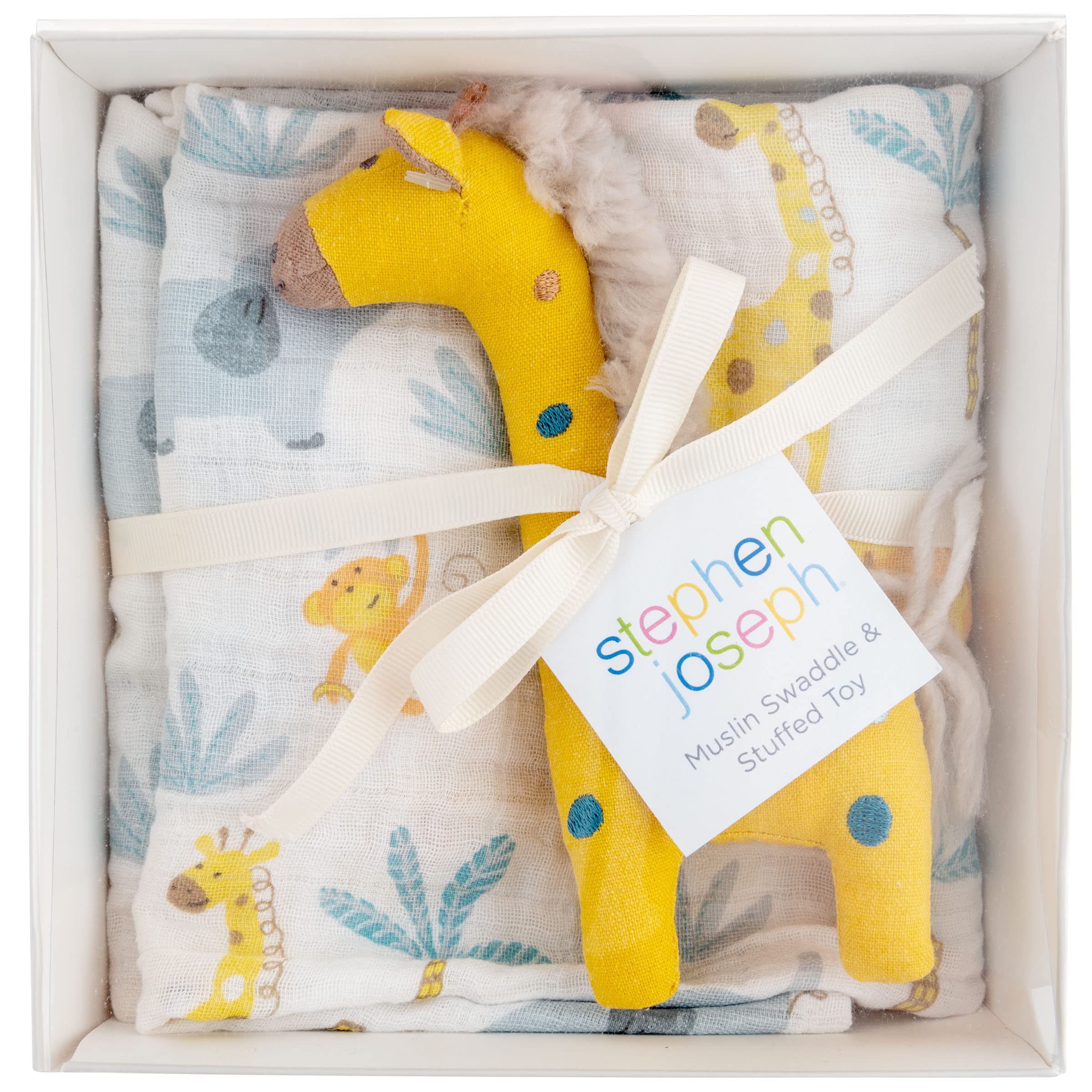 Stephen Joseph, Muslin Blanket and Stuffed Animal, Giraffe, Yellow