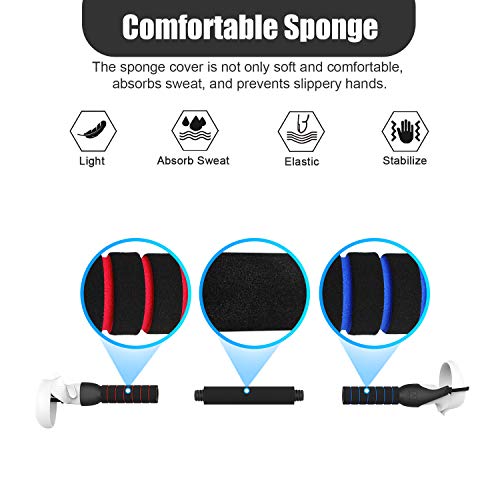 AMVR Beat Saber Handles Attachment for Oculus Quest 2, VR Controller Extension Grips Accessories Long Sticks Arms Extender Compatible with Meta Quest 1/Rift S to Play Kayak VR Mirage, Gift for Kids