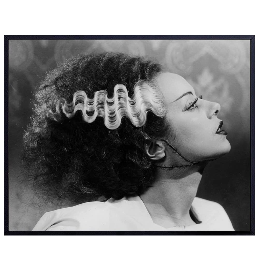 Bride of Frankenstein Decor - Funny Bathroom Wall Decor for Women - Frankenstein Poster 8x10 - Retro Restroom Decorations, Guest Bath Art Print Photo - Bridal Shower Gift - Home Theater Decor Unframed