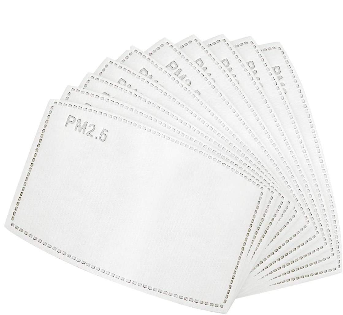 Cherislpy 10pcs PM2.5 Activated Carbon Filter Mouth Mask Filters Breathing Insert Protective Mask Filter for Men Women,Anti Pollution Washable Cotton for Adults Outdoor Activities (10pcs), One Size