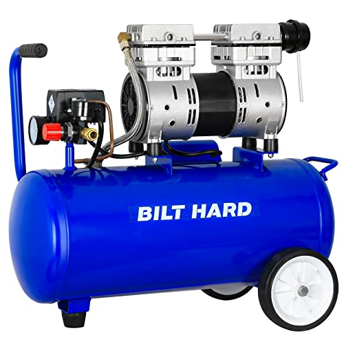 BILT HARD Ultra Quiet Air Compressor 8 Gallon, Oil-Free, Electric Shop Air Compressor Portable, CSA Certified Blue