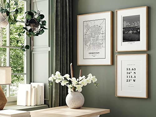 Dear Mapper Edmonton Canada View Abstract Road Modern Map Art Minimalist Painting Black and White Canvas Line Art Print Poster Art Print Poster Home Decor (Set of 3 Unframed) (16x24inch)
