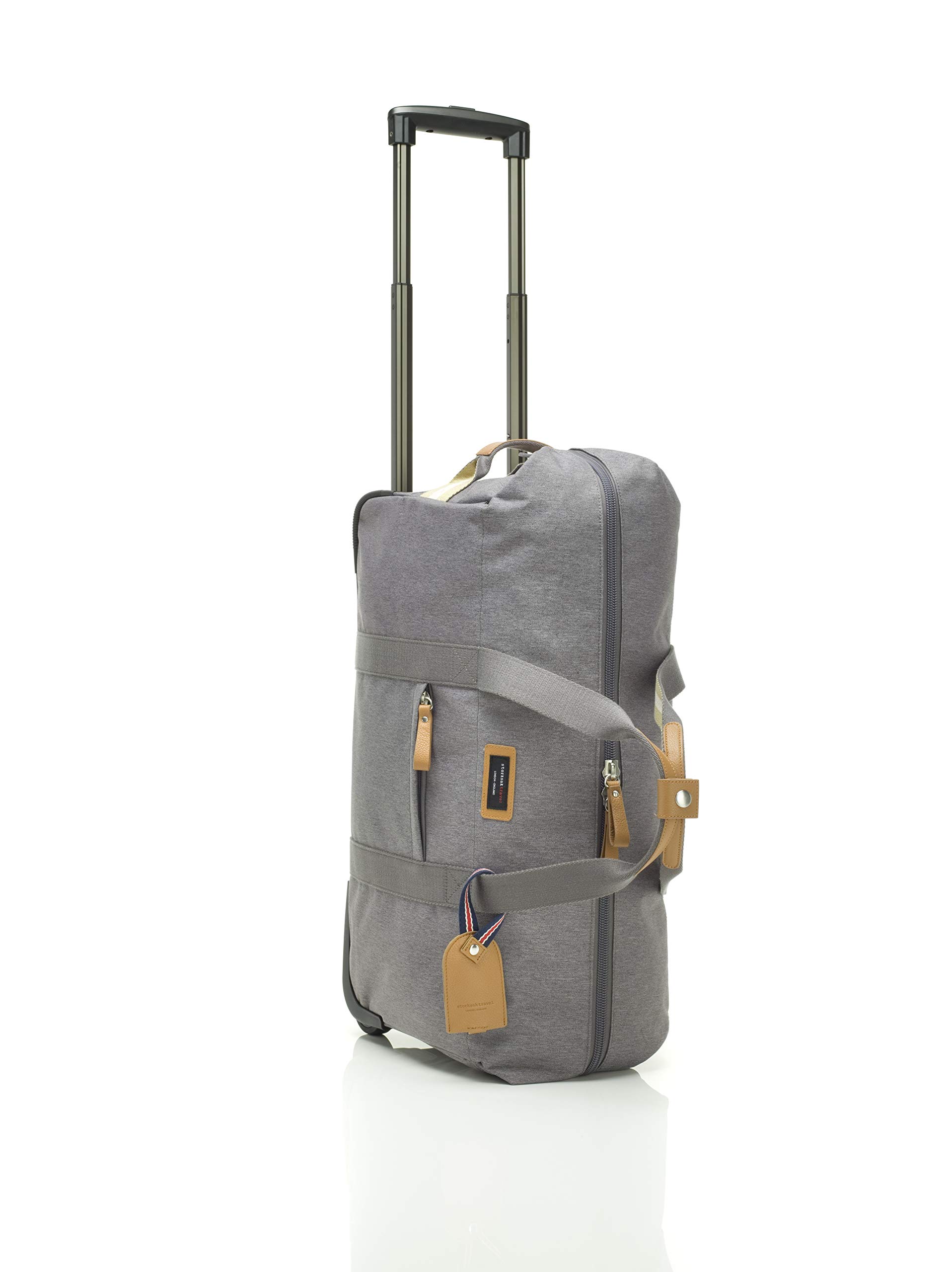 Storksak Travel Cabin Carry On with Wheels and Multi-functional Organizer, Water-Resistant, Grey