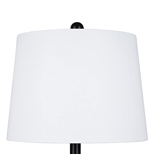 Catalina 23108-001 Farmhouse Metal Cage Base Table Lamp with White Linen Shade, 23", Black