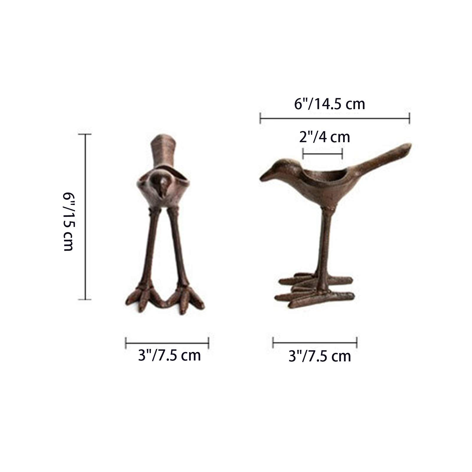 GemCave Rustic Bird Candle Holder,Cast Iron Tealight Candle Holders for Home Garden Tabletop Decor,Brown