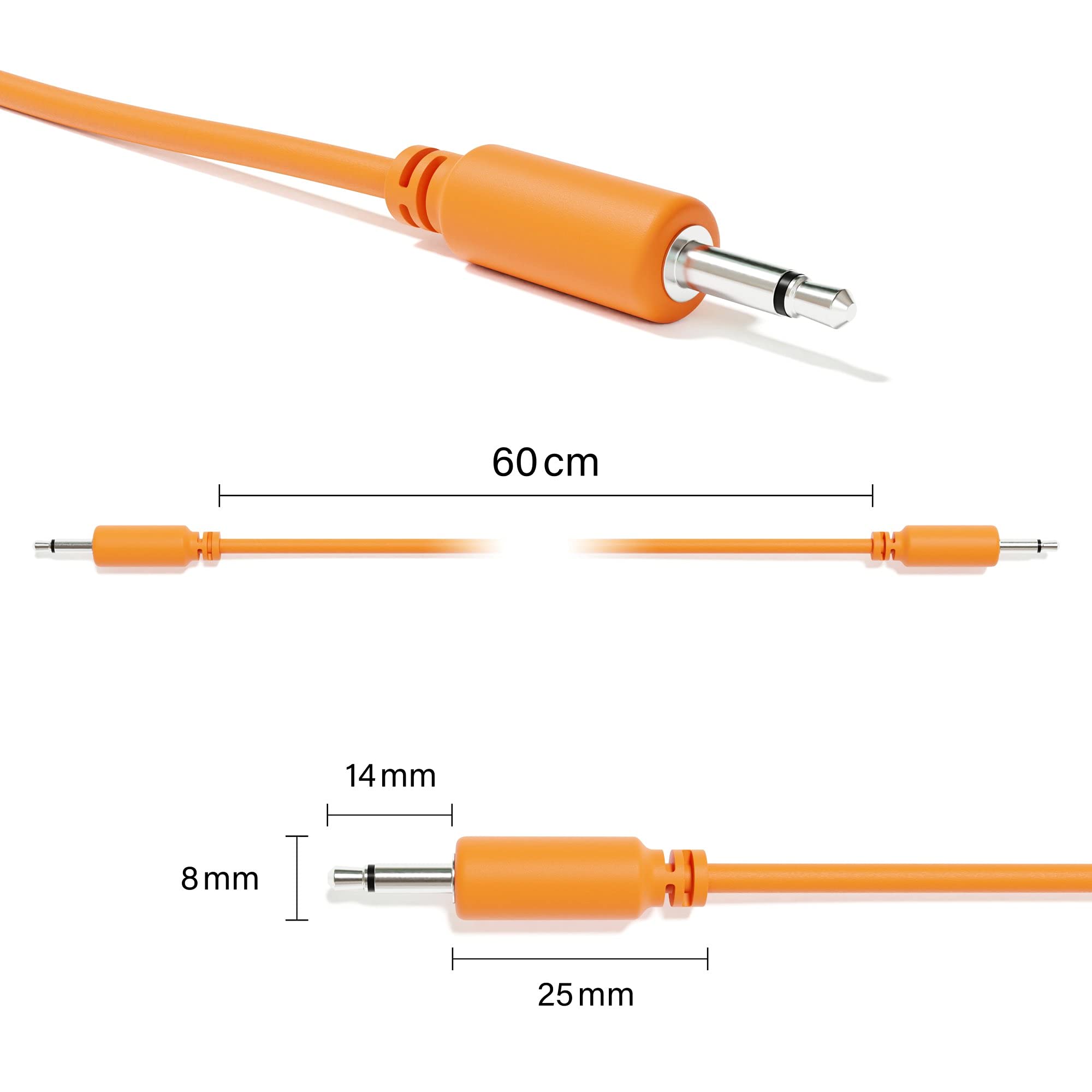 ExcelValley - Mono Modular Patch Cables TS 3.5mm 1/8 inch Eurorack Synthesizer [10-Pack | 30 cm - 11.81"]
