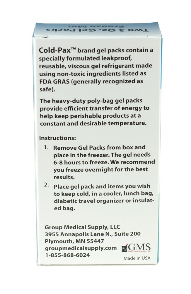 GMS Cold Pax Ice Pack Reusable 4 Pack - Extra Cold Ice Pack Replacements - 3 oz Multipurpose Gel Packs for Aches, Pains, Bruises, Sores, Coolers, Lunch Boxes, and Medical Purposes