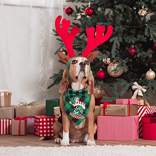 Dog Christmas Outfit,Christmas Dog Hat,6Pcs Christmas Dog Clothes Costume Dog Bandanas