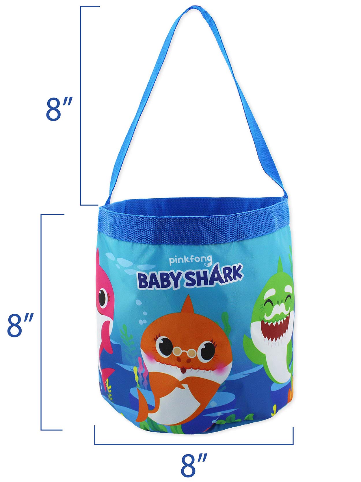 Baby Shark Boys Girls Collapsible Gift Basket Bucket Tote Bag (Blue, One Size)
